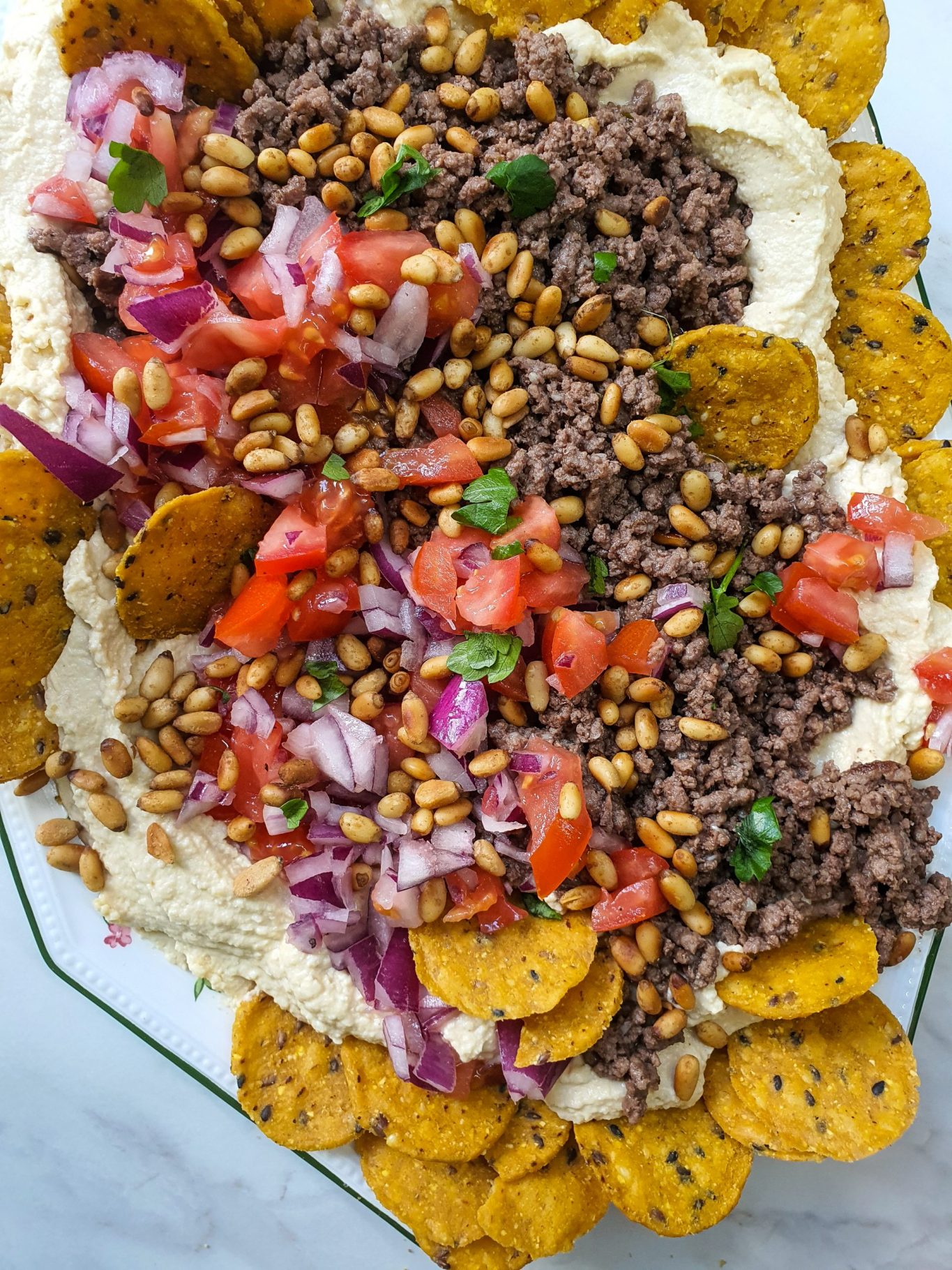 Loaded Hummus with Shawarma Ground Beef - PEANUTSWIRLS