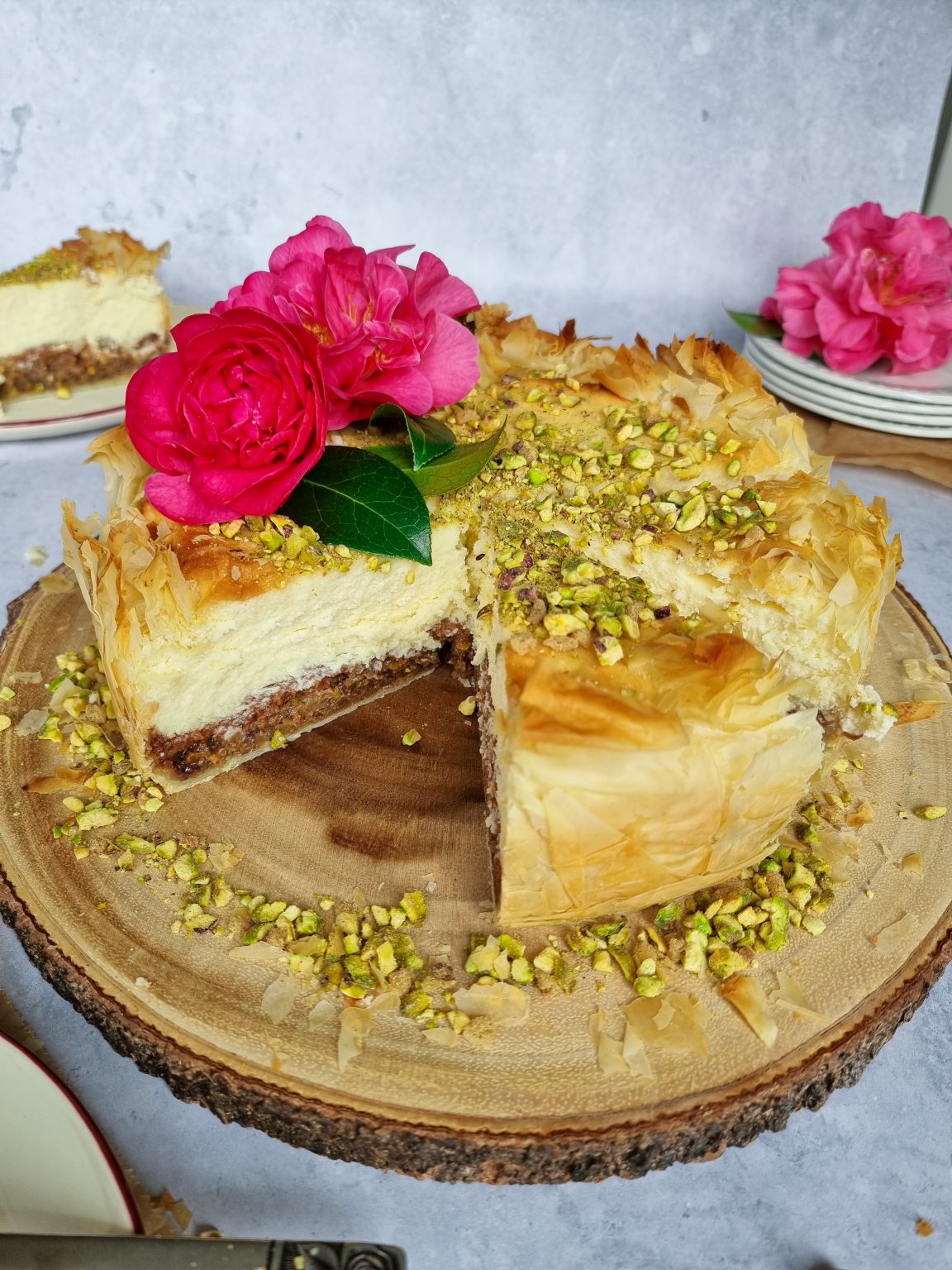Date Baklava Cheesecake - PEANUTSWIRLS