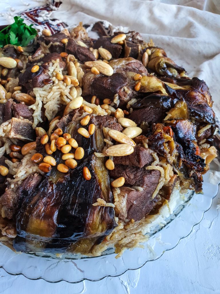 Lamb and Eggplant Maklouba - PEANUTSWIRLS