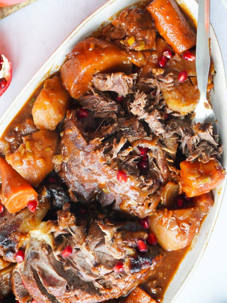 The Best Slow Cooked Pomegranate Beef Shank - PEANUTSWIRLS