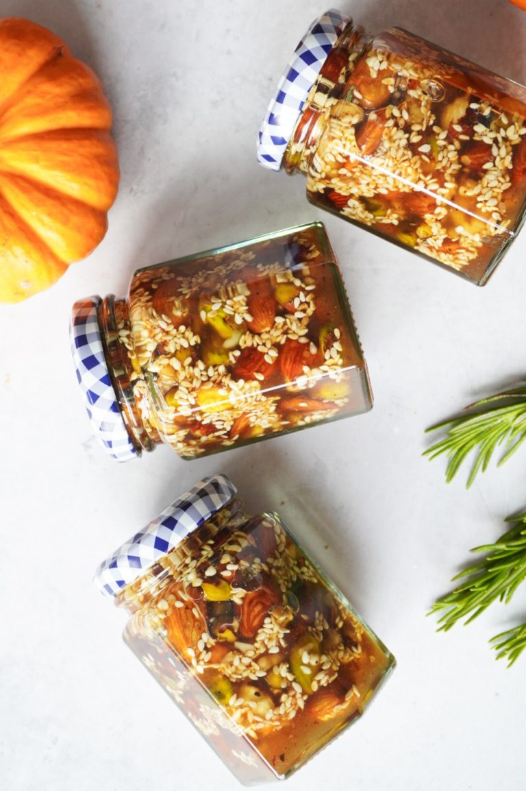 Festive Holiday Honey Nut Gift Jar - PEANUTSWIRLS