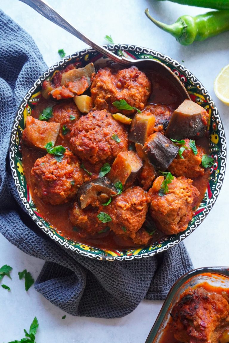 Baked Aubergine And Chicken Kebab - PEANUTSWIRLS