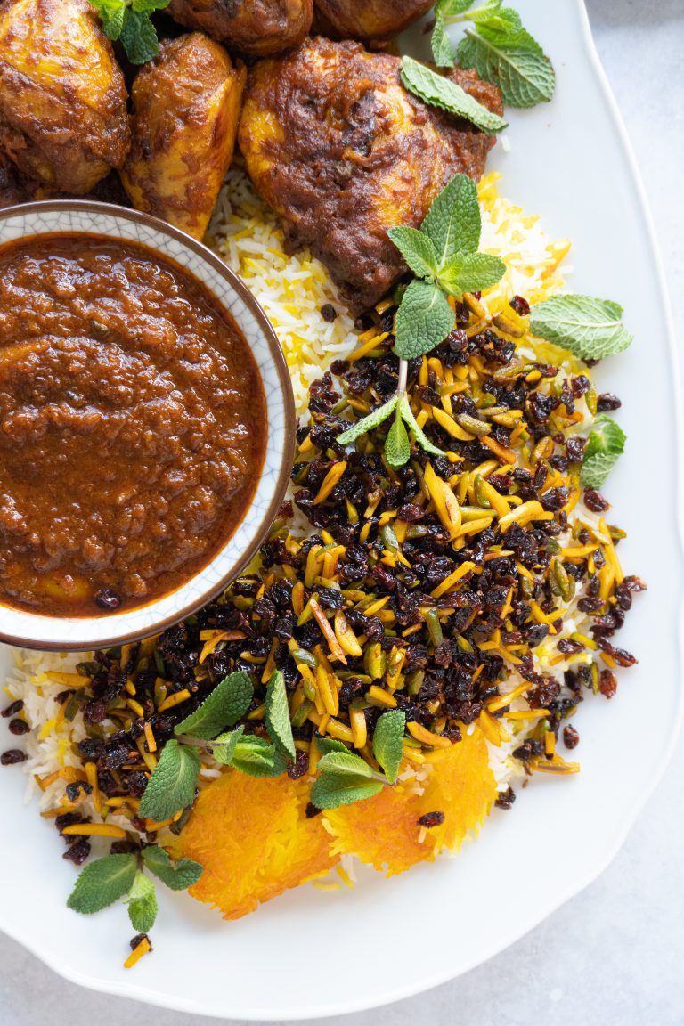 Zereshk Polo Morgh - Persian Barberry RIce With Chicken