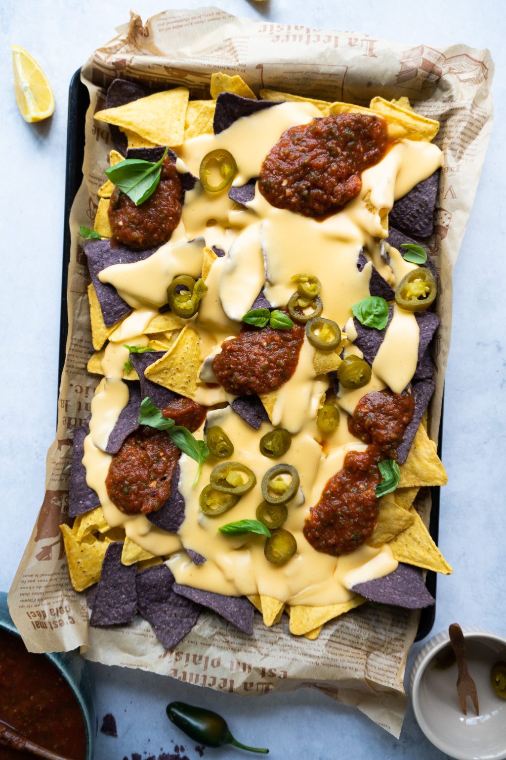 Classic Nachos with Homemade Cheese Sauce - PEANUTSWIRLS